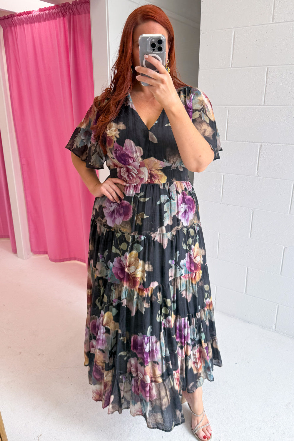 Carys Dress - Noir Bloom – Vine Apparel