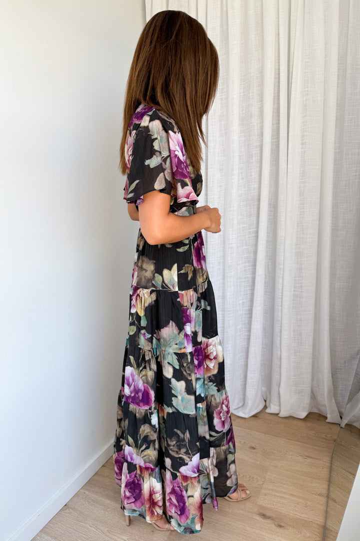 Carys Dress - Noir Bloom – Vine Apparel
