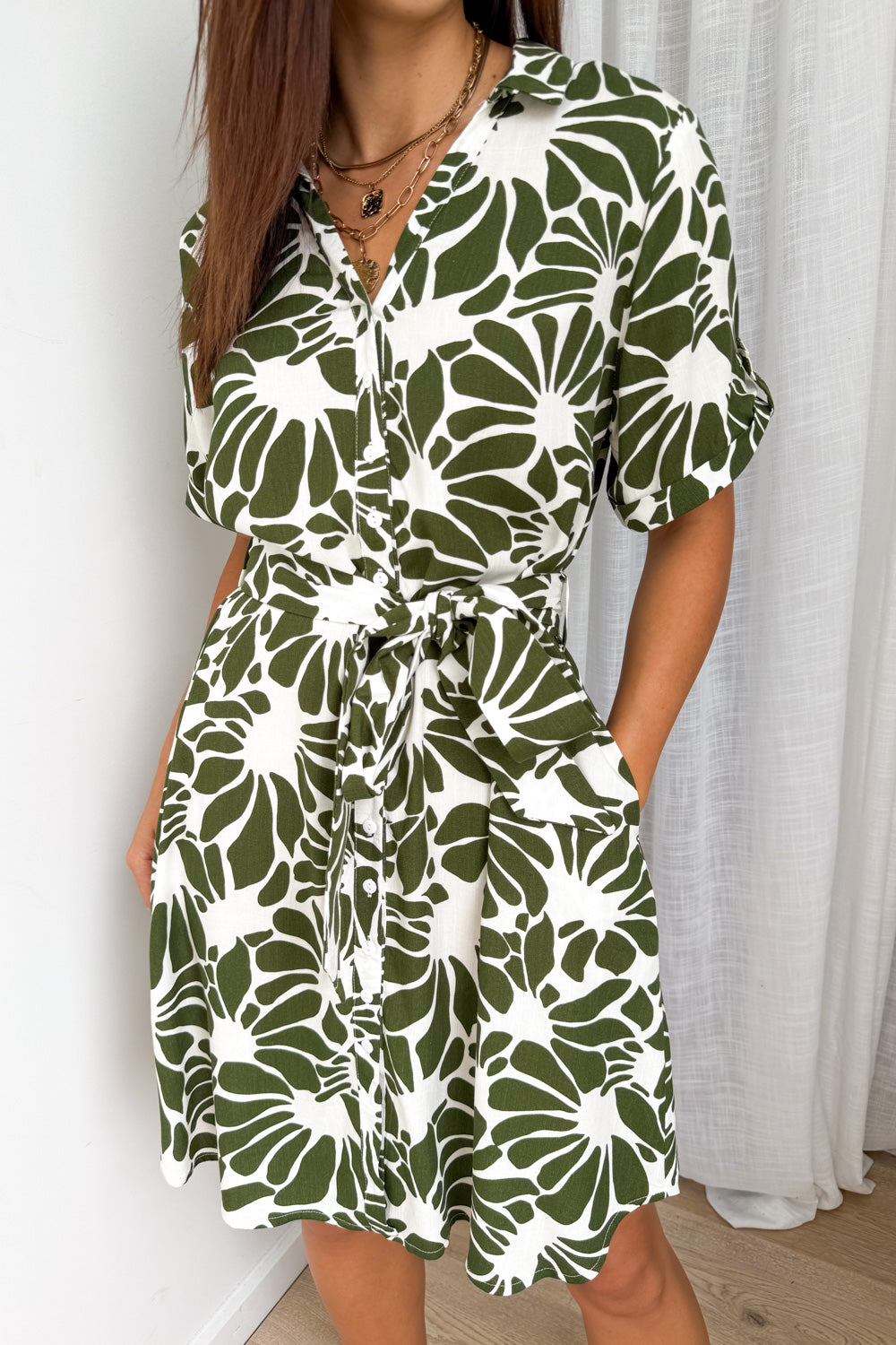 Darcia Dress - Green Leaf – Vine Apparel