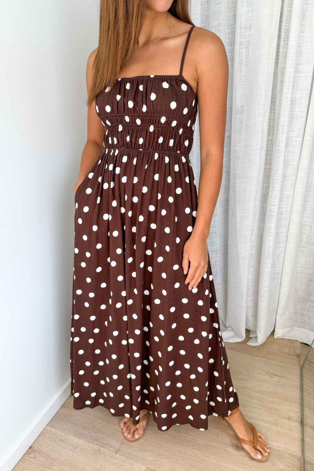 Luna Belle Dress - Chocolate Polka Dot – Vine Apparel