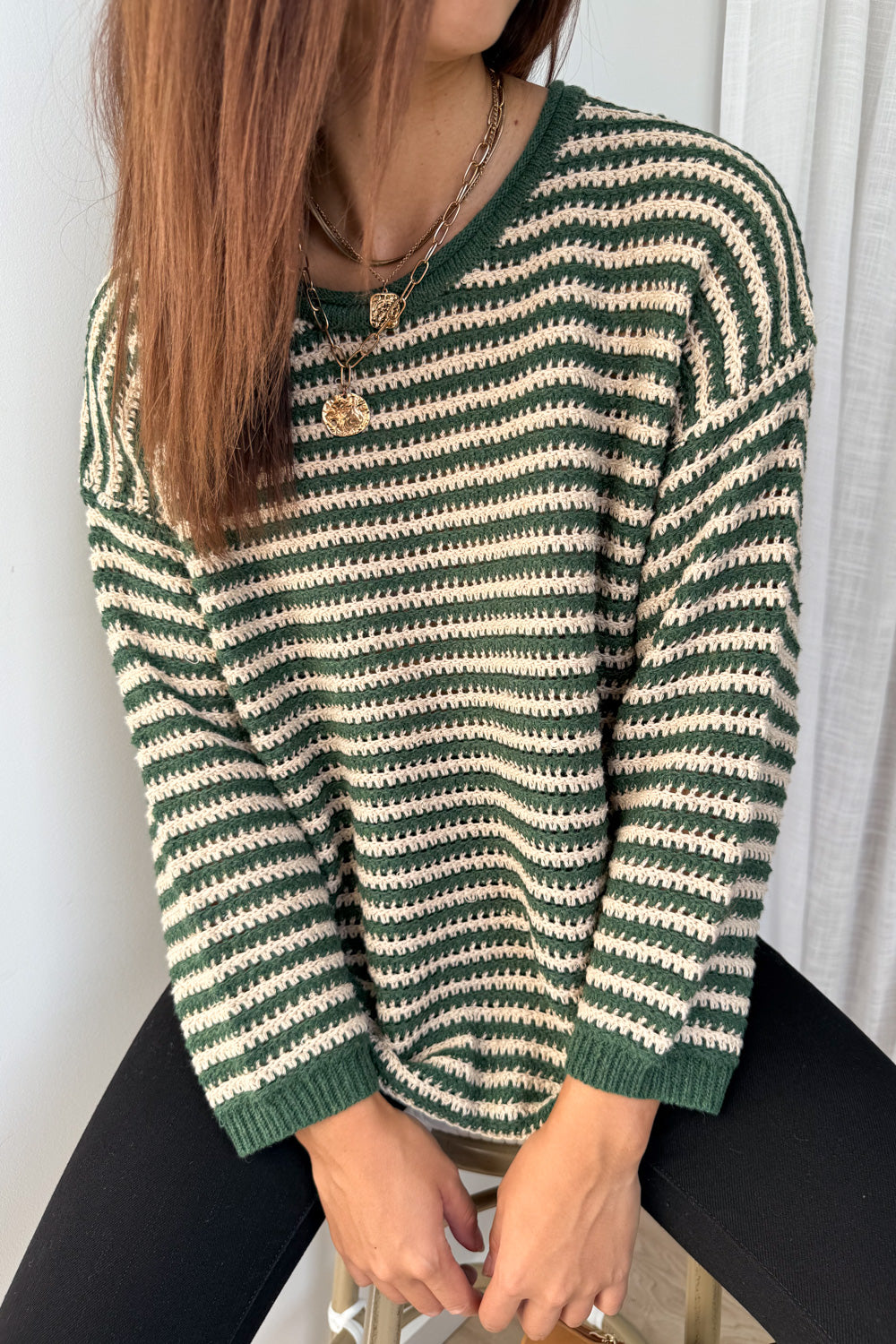 Raven Knit - Green Tan Stripe – Vine Apparel