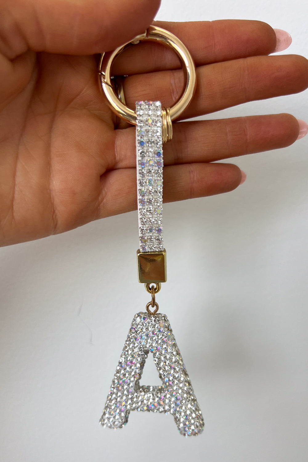 Rhinestone Initial Keyring - Silver Rhinestone – Vine Apparel