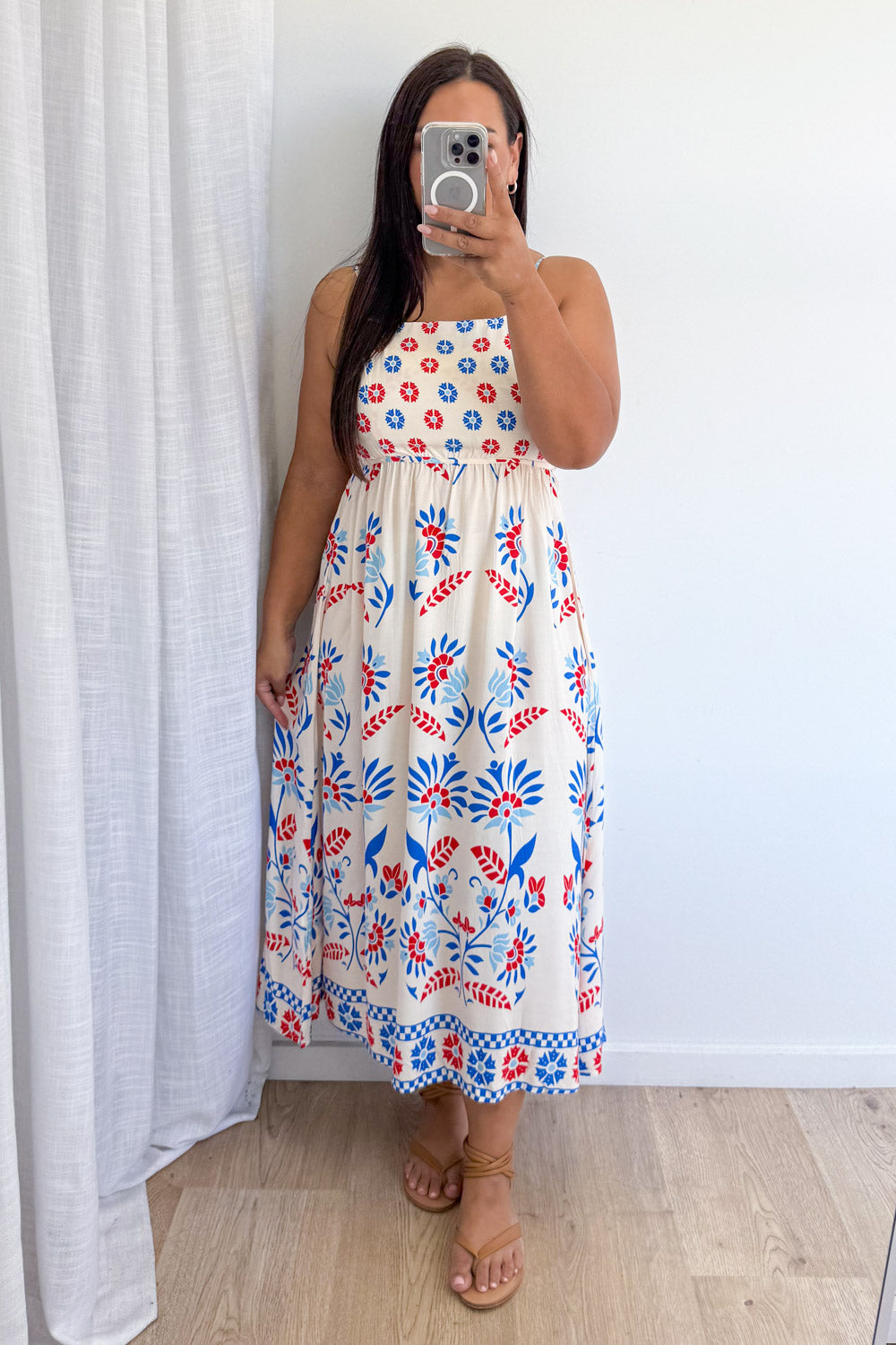 Saylor Dress - Blue Border Floral – Vine Apparel