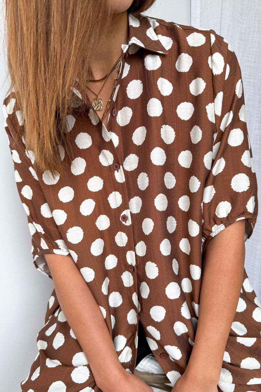 Trista Shirt - Chocolate Spot – Vine Apparel