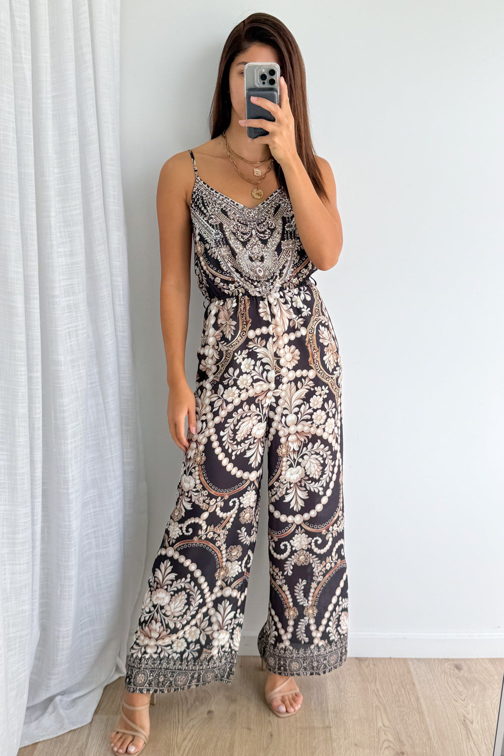 Willow Jumpsuit - Black Vintage Pearl – Vine Apparel